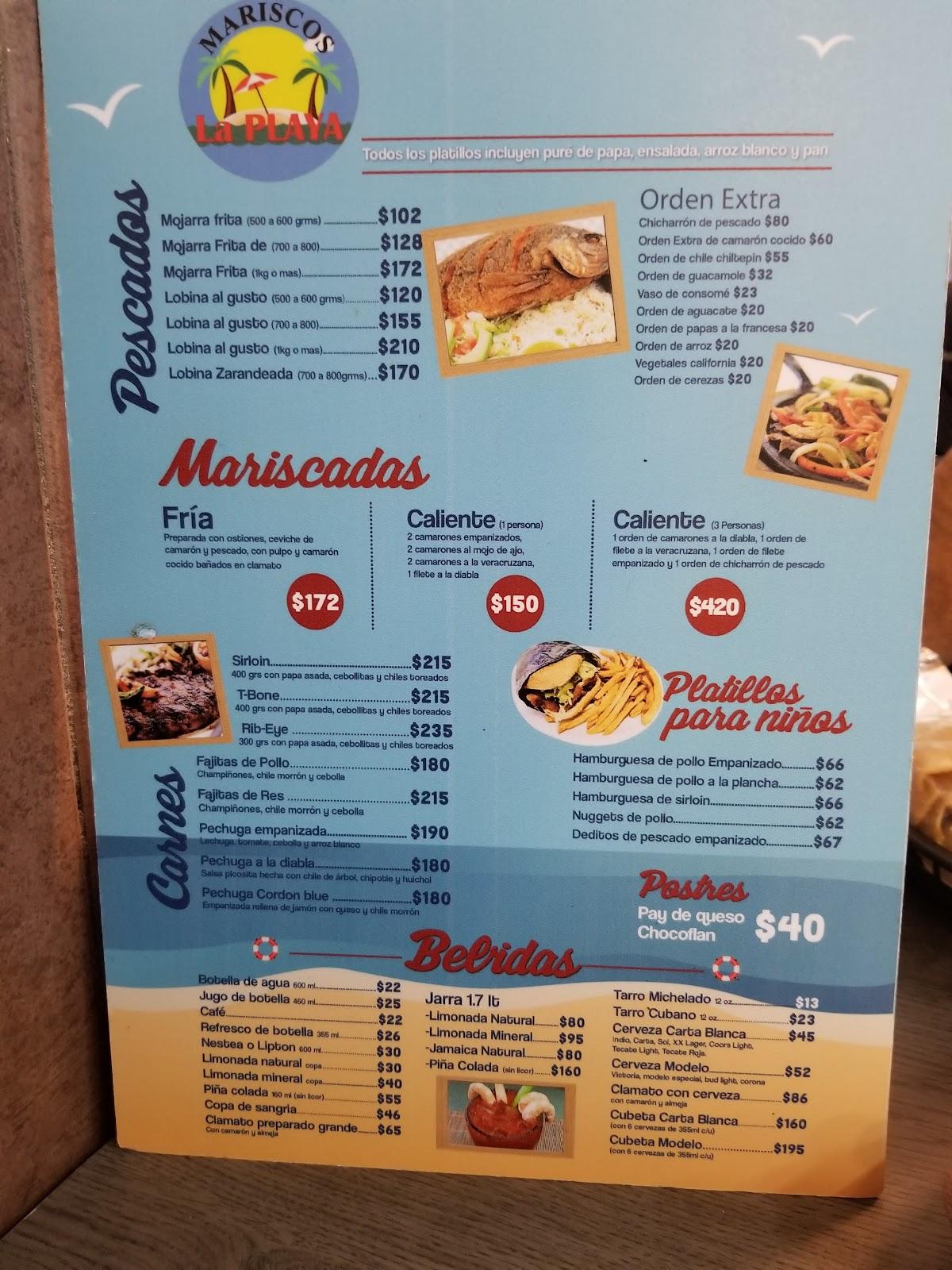 Carta del restaurante Mariscos playa blanca, Ciudad Juarez, Calle ...