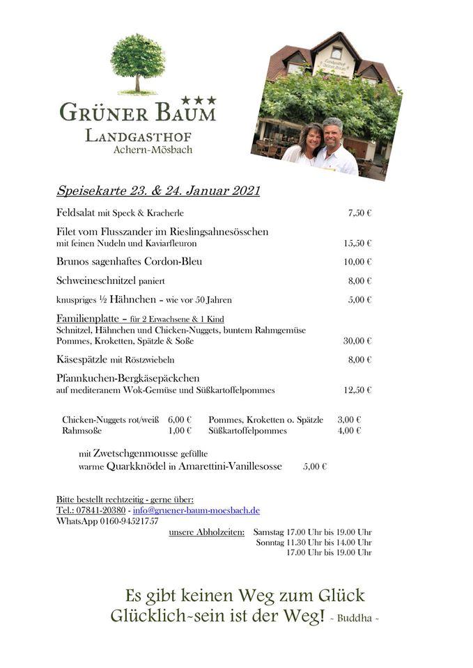 Speisekarte von Landgasthof Grüner Baum restaurant, Achern