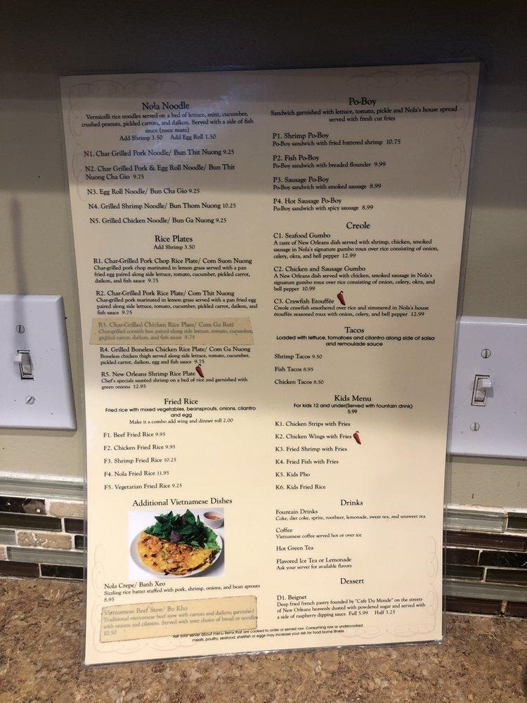 Menu at Noosh Afghan Cuisine restaurant, Lansing