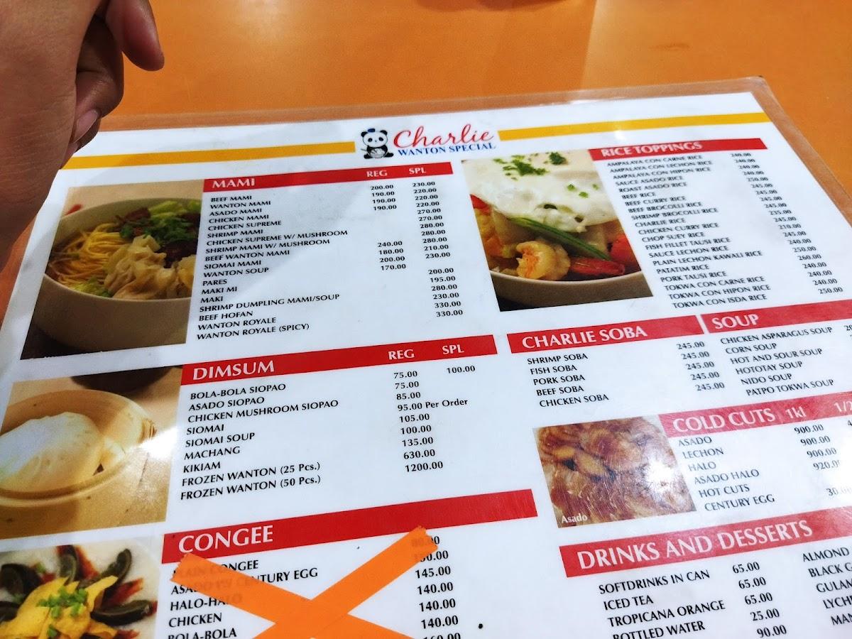 Menu at Charlie Wanton Special restaurant, Mandaluyong