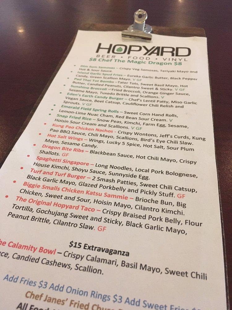Menu at Hopyard pub & bar, Charlottetown