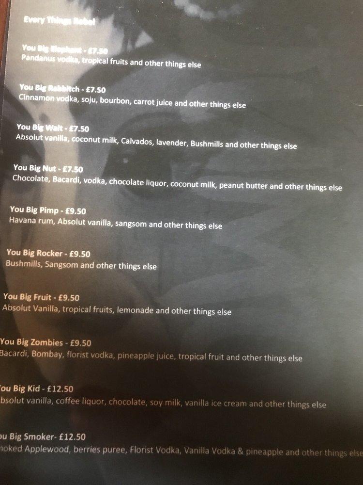 Menu at Jumon restaurant, Belfast