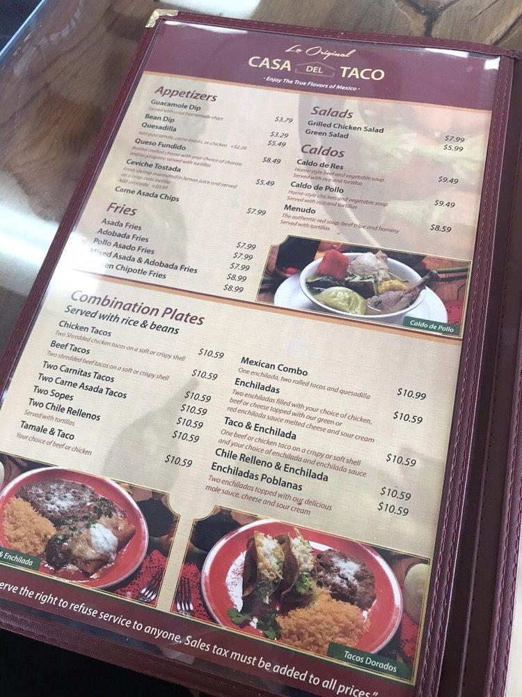 Menu at La Original Casa Del Taco restaurant, National City