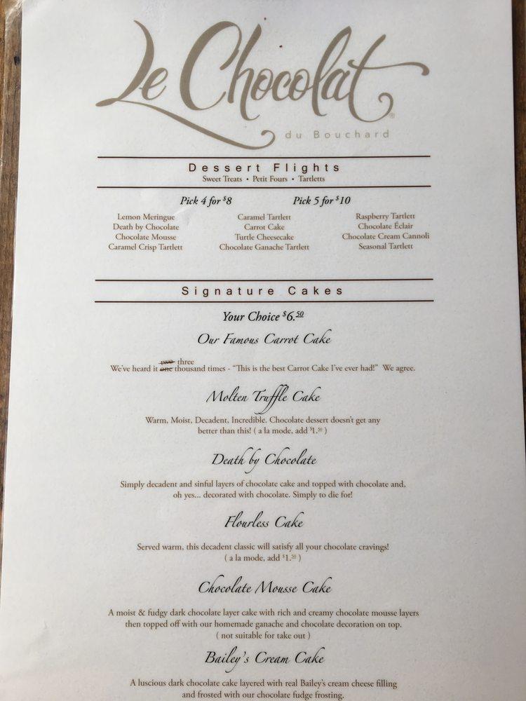 Menu at Le Chocolat du Bouchard desserts, Naperville
