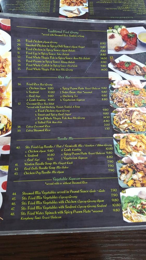 Menu at Pondok Daun Restaurant, Adelaide