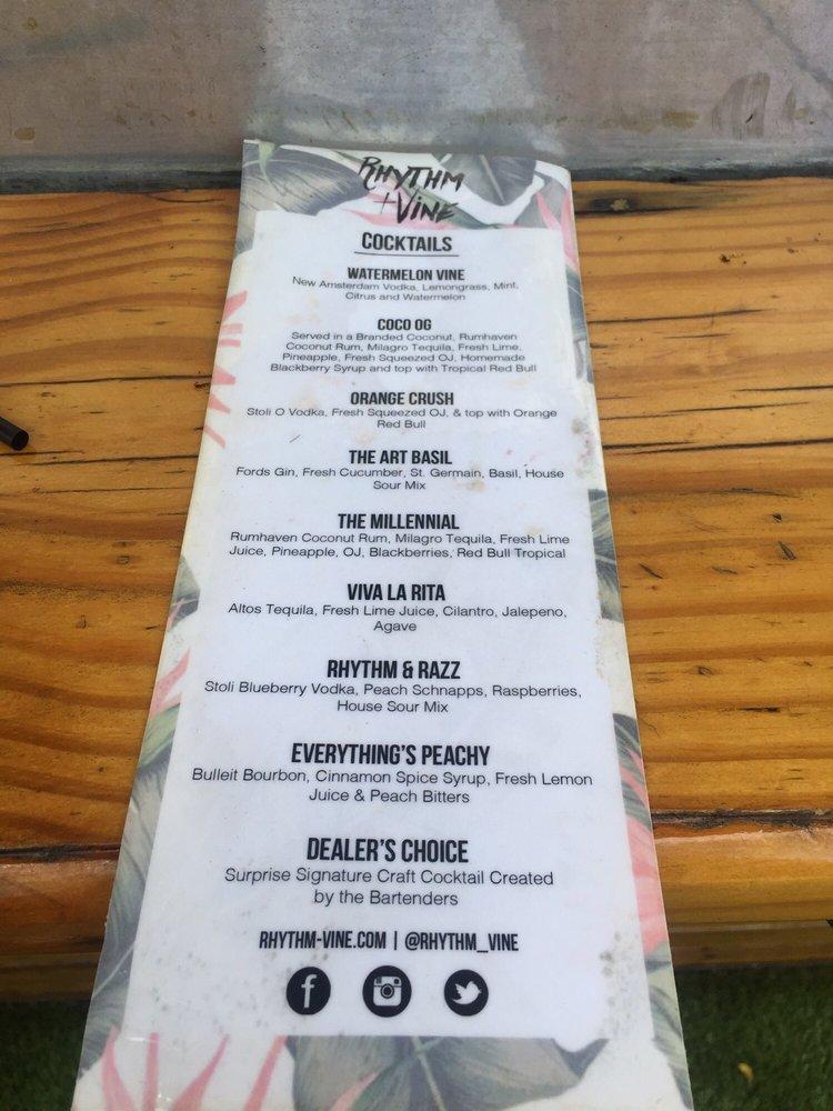 Menu at Rhythm & Vine pub & bar, Fort Lauderdale
