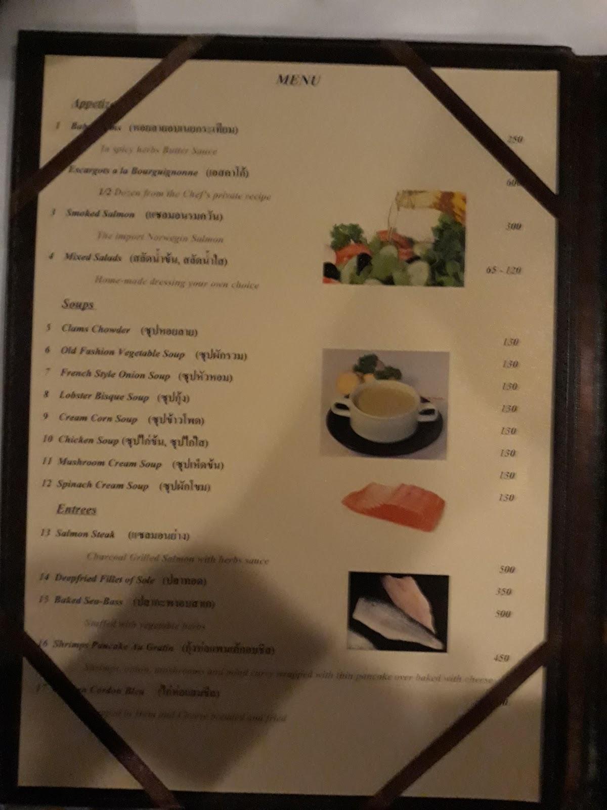 Menu at Sincere Restaurant, Ubon Ratchathani