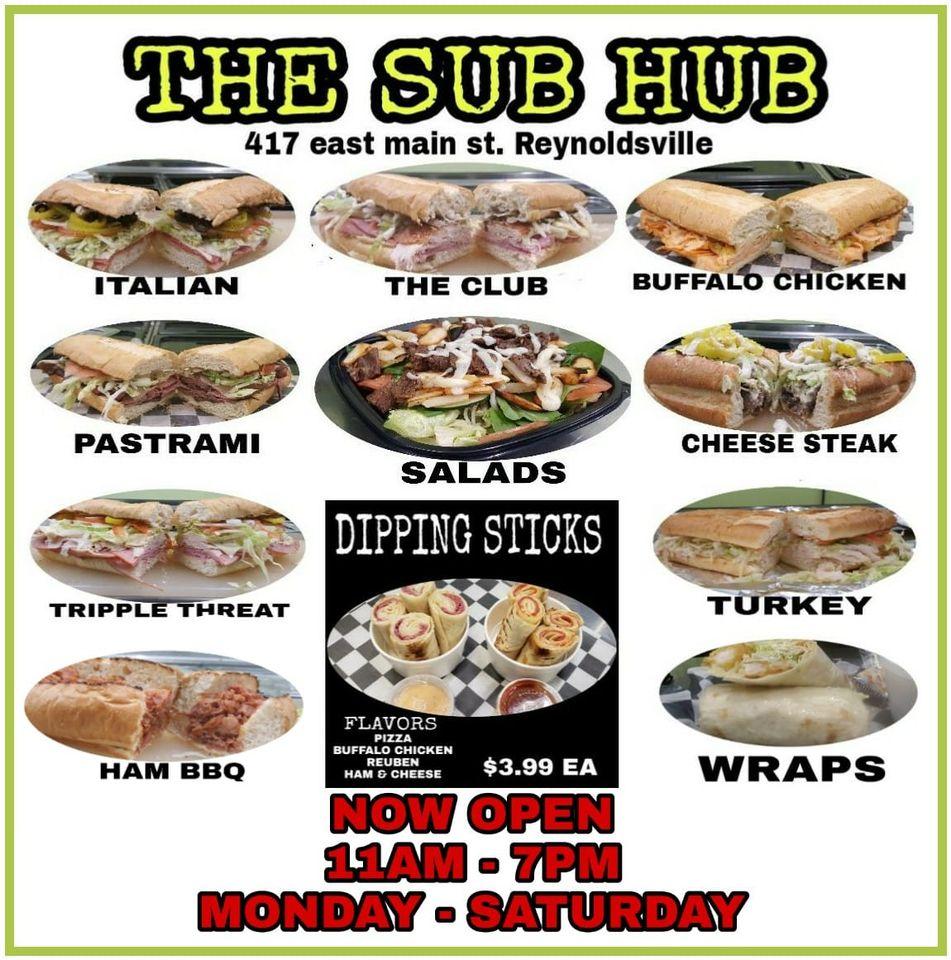 Menu at THE SUB HUB restaurant, Reynoldsville