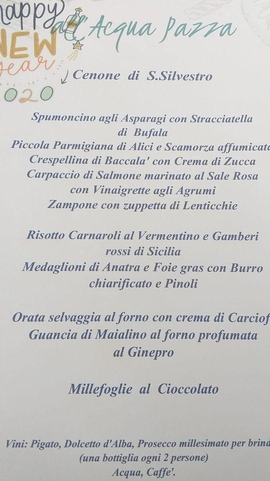 Menu da All'Acqua Pazza ristorante, Loano