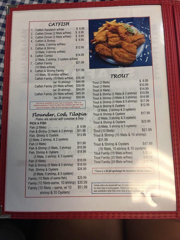 Menu at Bayseas Catfish House restaurant, San Antonio, Nacogdoches Rd