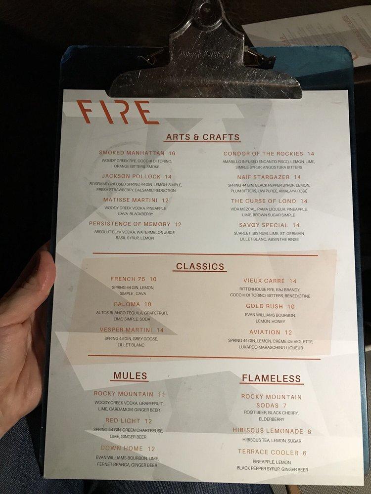 Menu at Fire Restaurant & Lounge, Denver