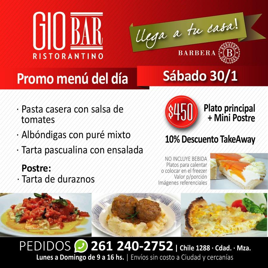 Menu at Gio Bar, Mendoza