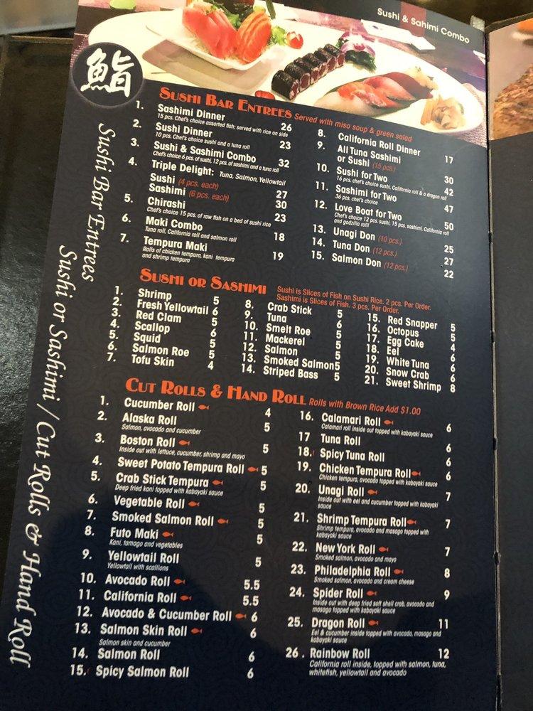 Menu at Kyushu Hibachi Steakhouse and Sushi, Fort Worth