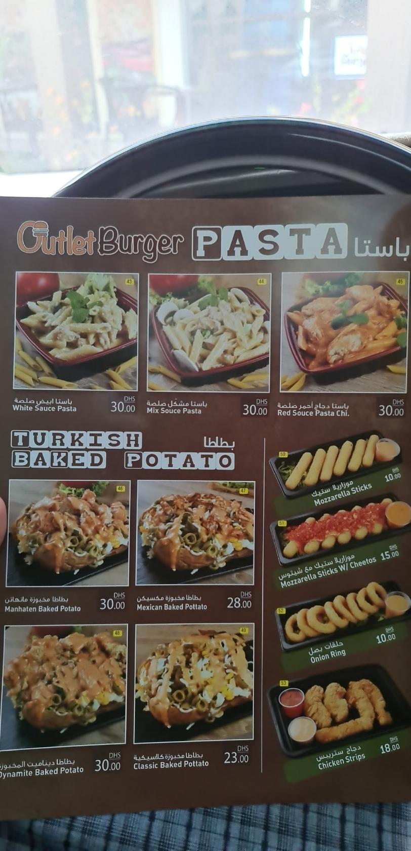 Menu at Outlets Burger restaurant, UAE