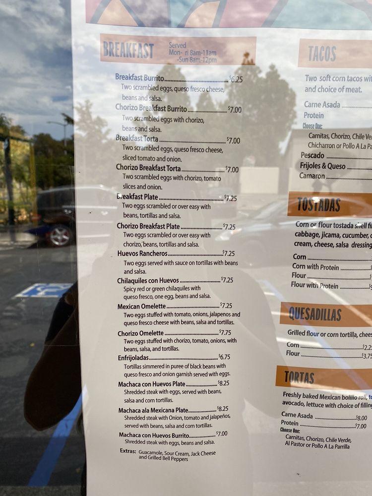 Menu at Picante restaurant, San Rafael