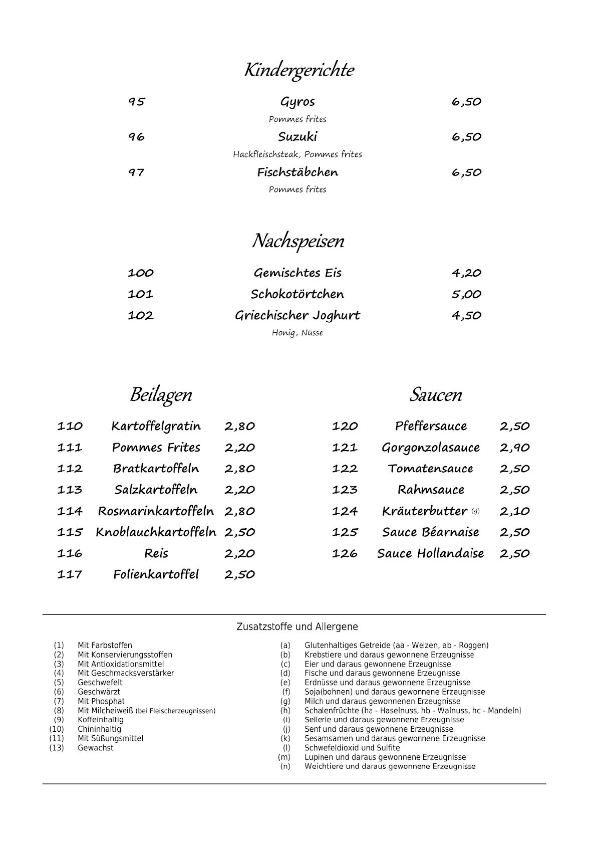 Speisekarte von Restaurant Elea, Stolberg (Rheinland)