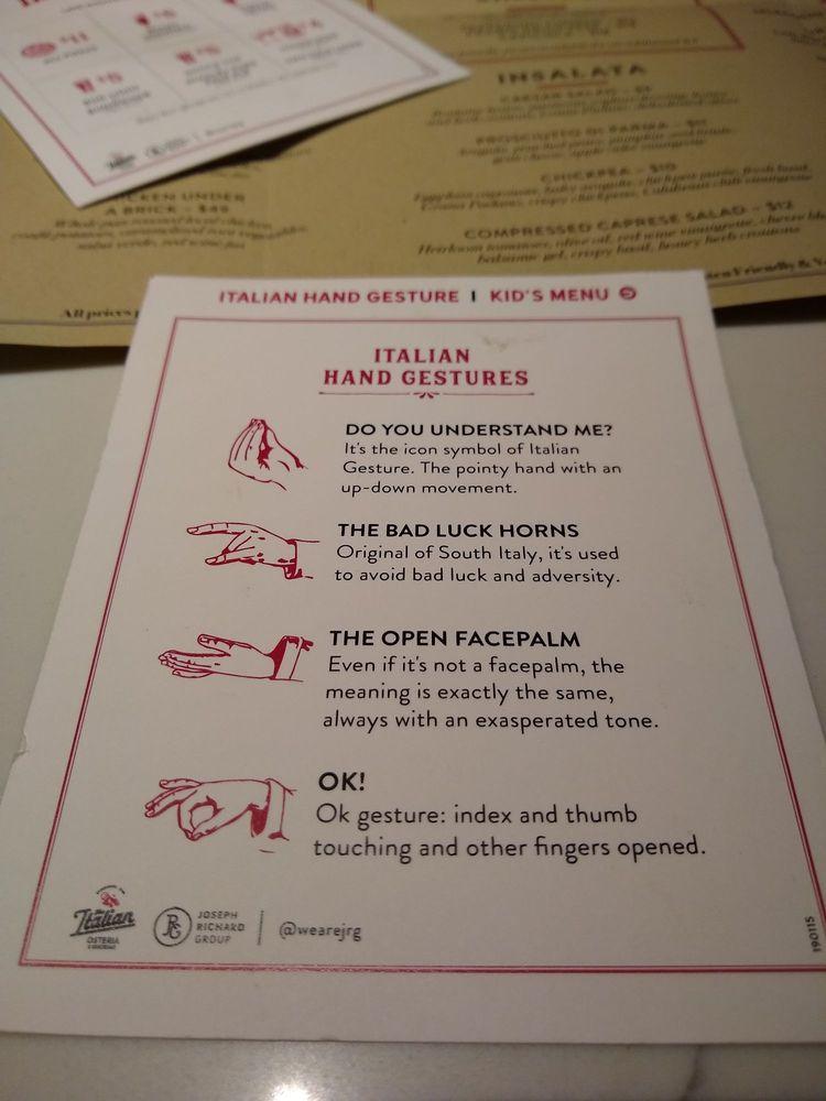 Menu at The Italian Osteria & Cheesebar, Langley Township
