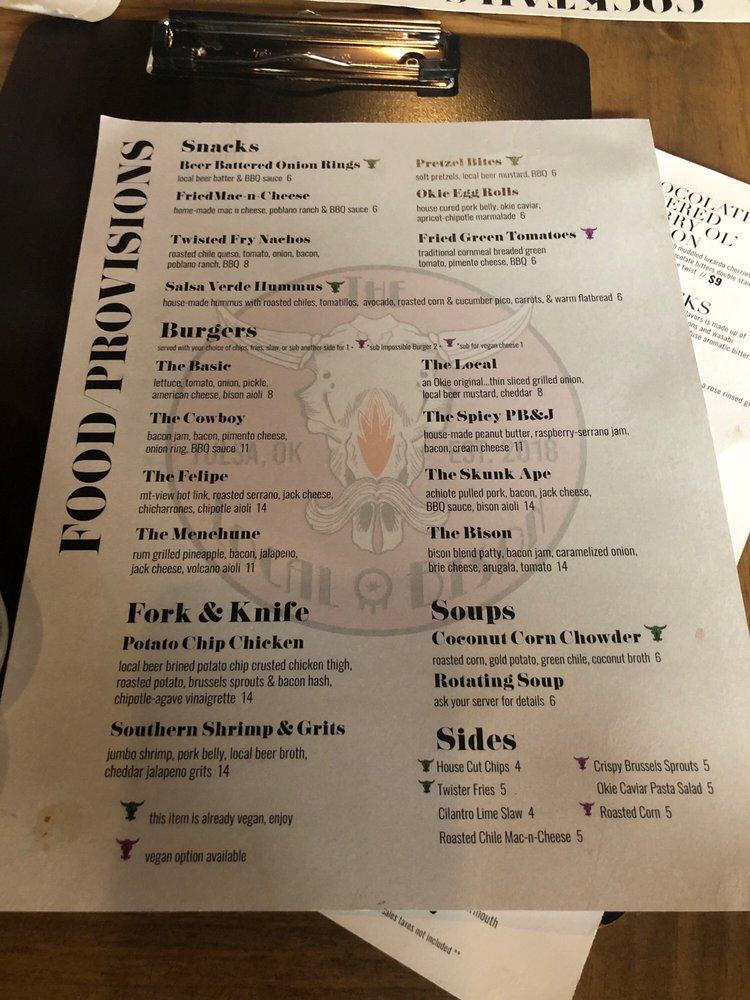 Menu at The Local Bison pub & bar, Tulsa