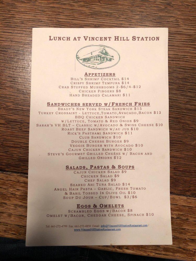 Menu at Vincent Hill Station pub & bar, Acton