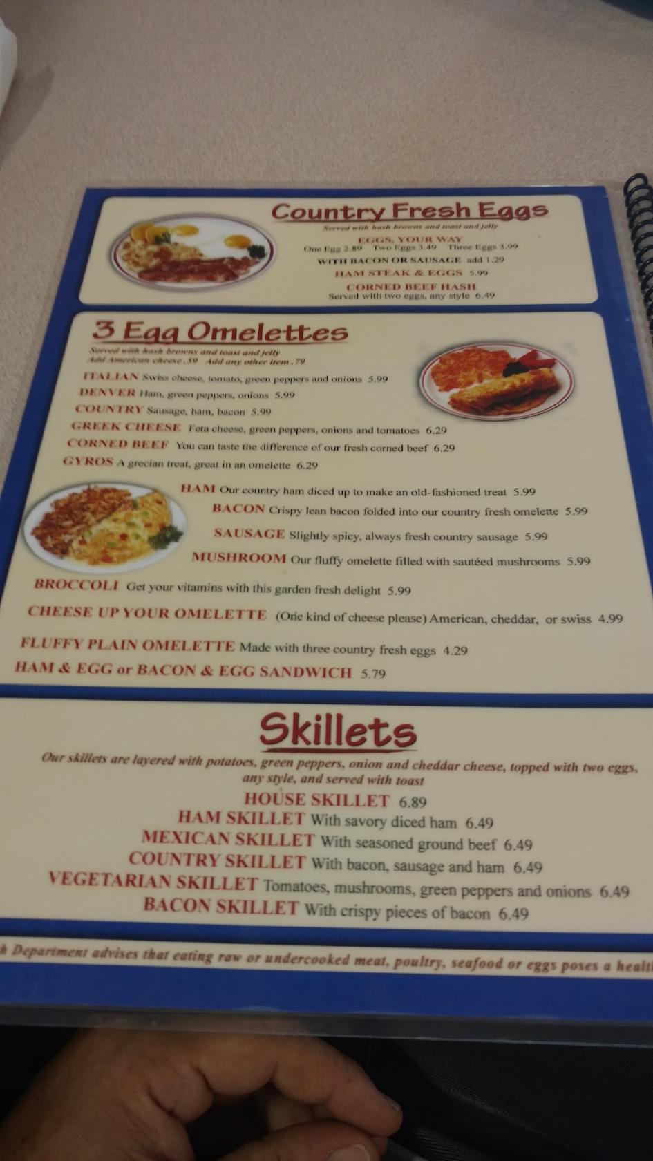Menu at Bearfoot Cafe, Potosi
