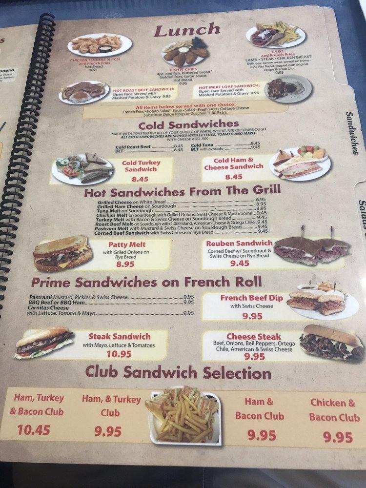 Menu at Brandon's Diner restaurant, Riverside, Indiana Ave