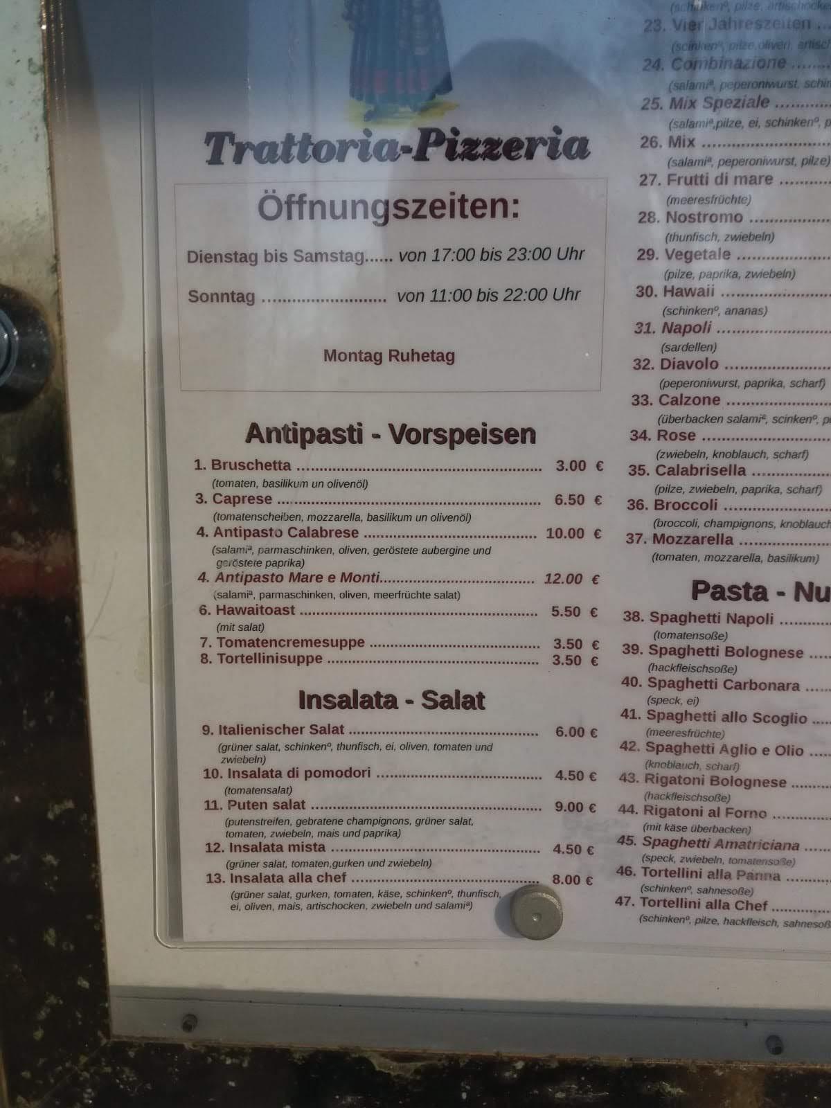 Menu at Trattoria Pizzeria Calabrisella, Raunheim