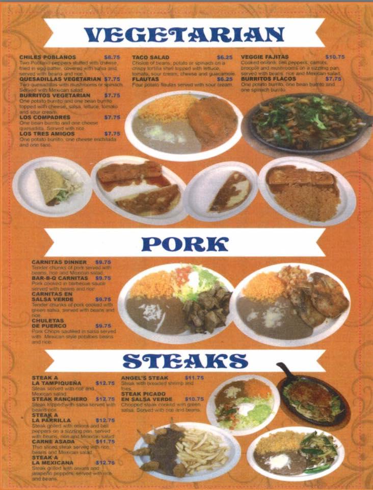 Menu at Angel's Mexican Restaurant, Sumter, 246 S Pike W