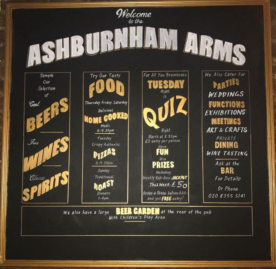 Menu at Ashburnham Arms pub & bar, London