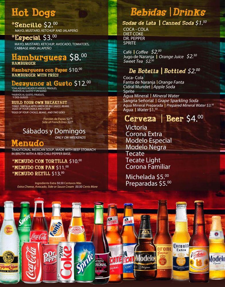 Menu at La Cocina de Doña Nena restaurant, Oklahoma City