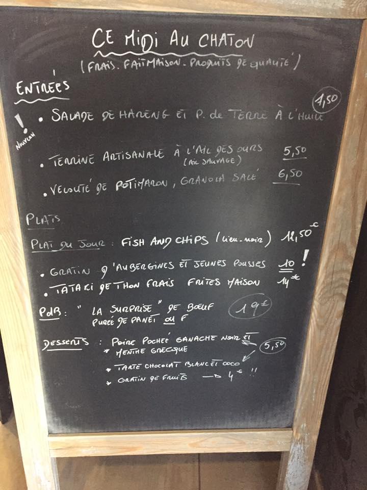Menu au Le Chaton restaurant, Vienne