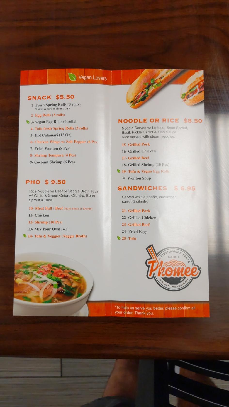 Menu at Pho 16 Royal Palm restaurant, Royal Palm Beach, Southern Blvd