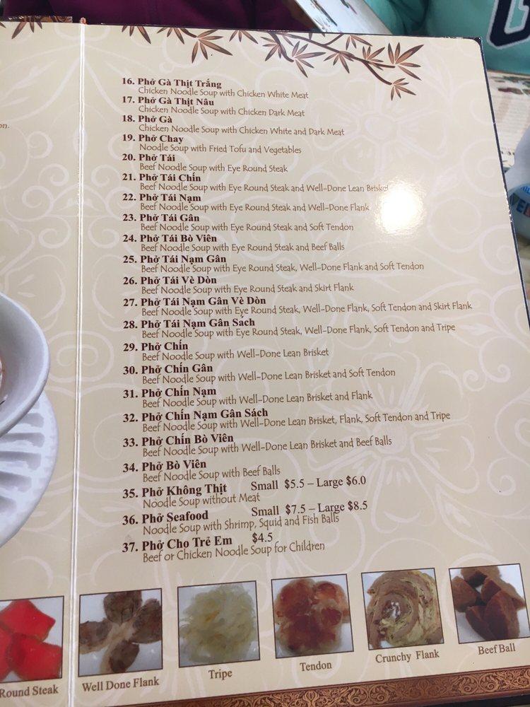 Menu at Pho Oh Yeah restaurant, Houston
