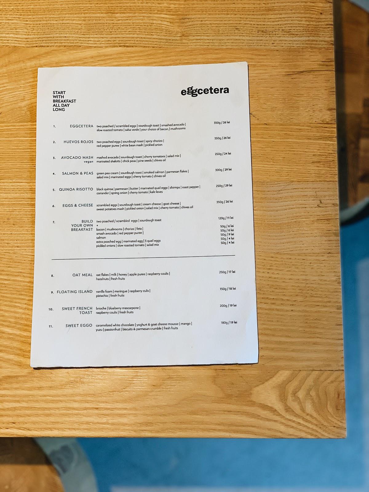 Menu at Eggcetera, Cluj-Napoca, Str. Napoca 13