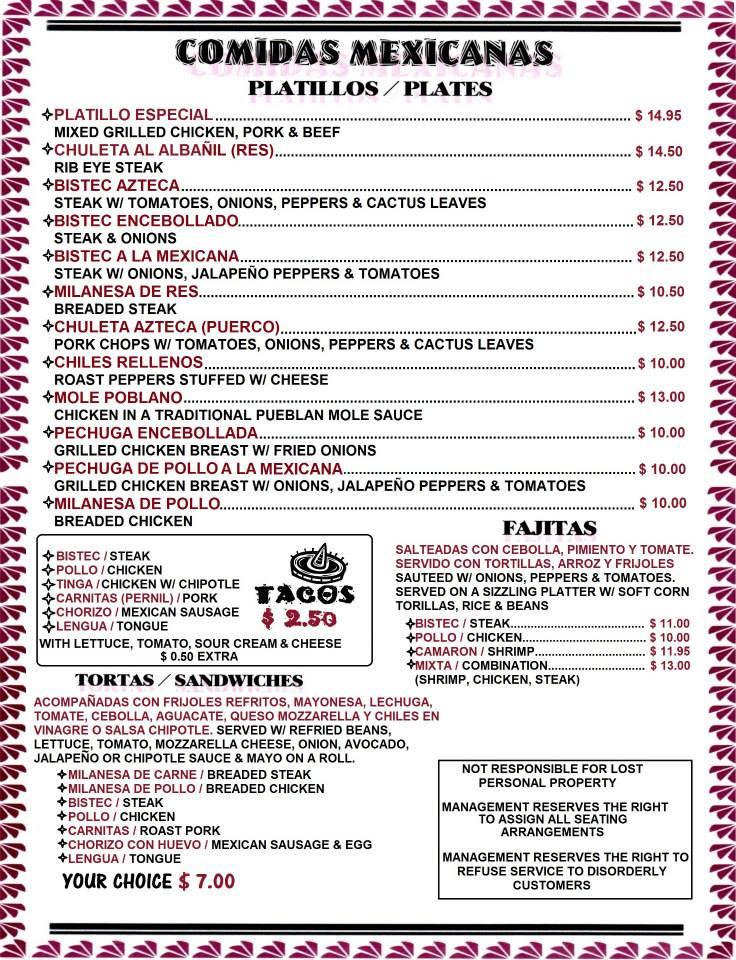 Menu at Sunlight Restaurant, South Saint Paul