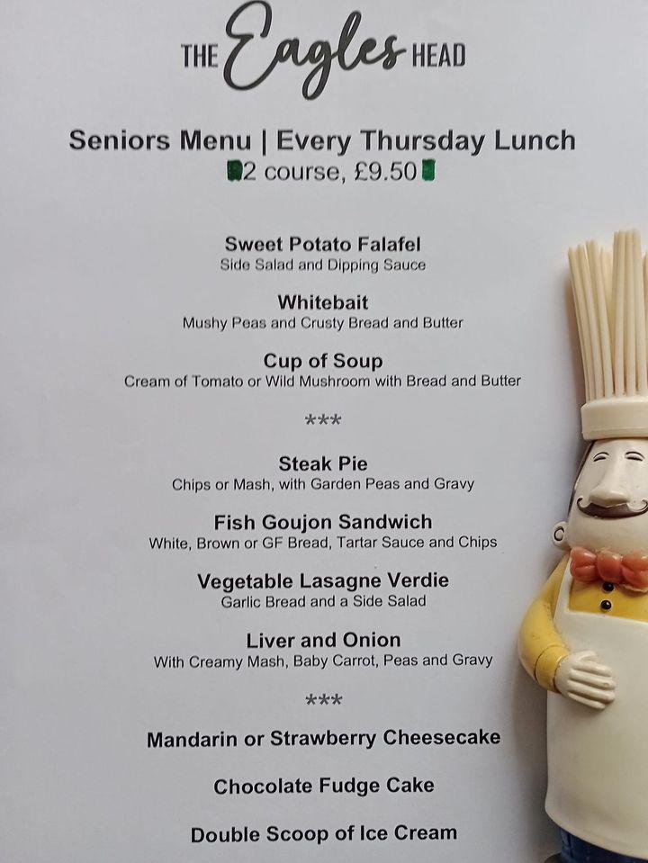 Menu at Eagles Head pub & bar, Over Kellet