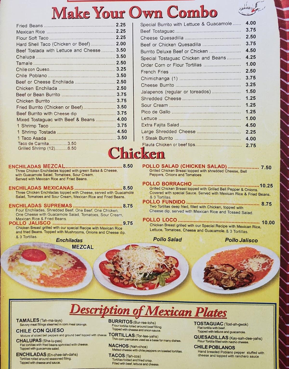 Menu at Mezcal Mexican Bar and Grill, DeWitt, 709 6th Ave
