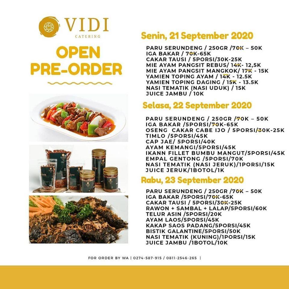 Carta del restaurante Catering vidi, Yogyakarta