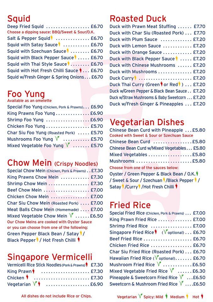 Menu at Jing Jing fast food, Sowerby Bridge