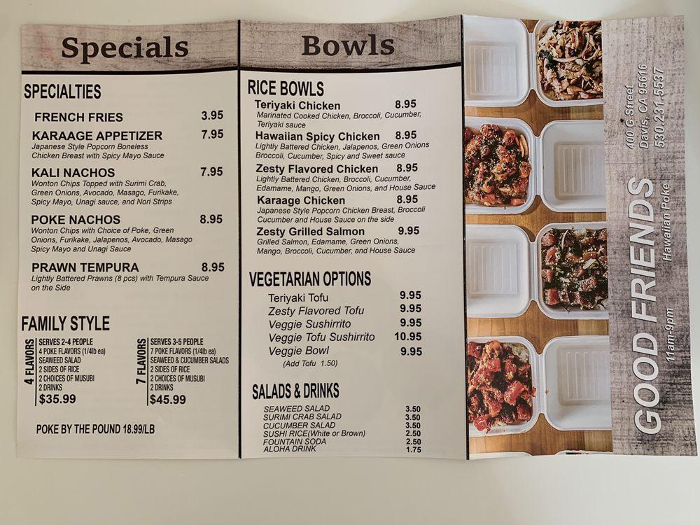 Carta del restaurante Good Friends Hawaiian Poke, Davis