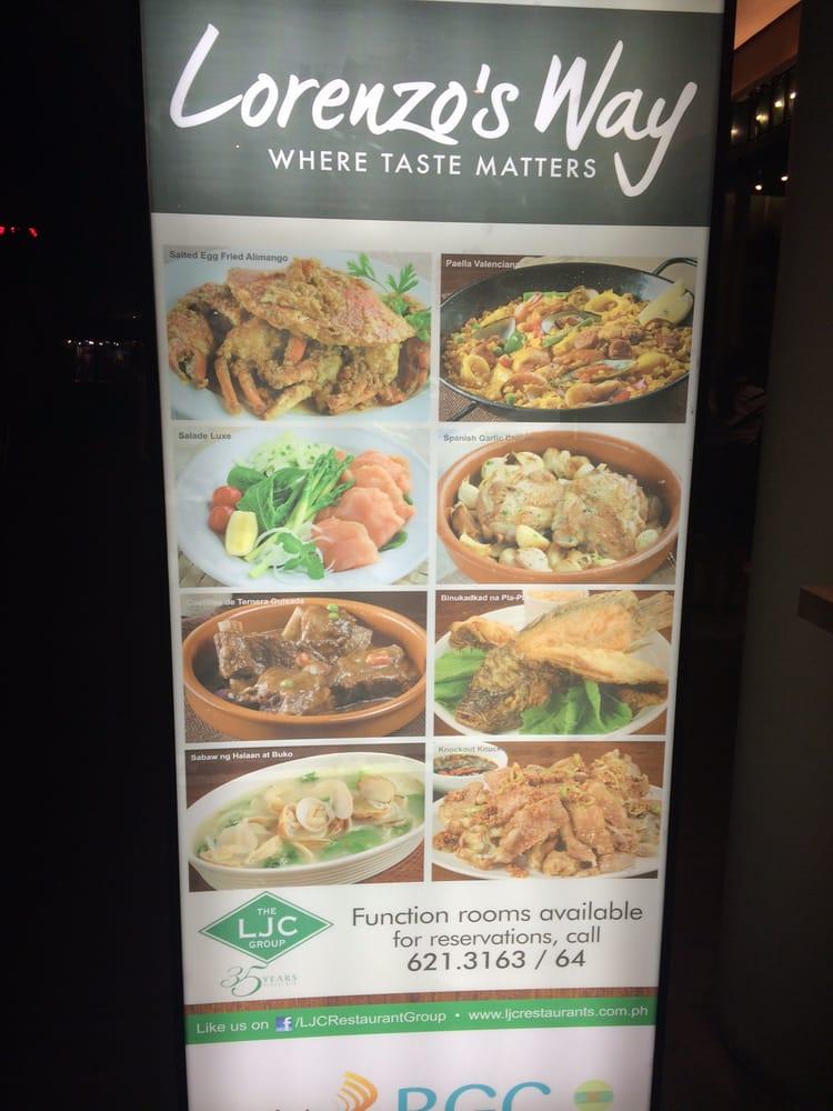 Menu at Lorenzo's Way restaurant, Taguig, 2nd Level