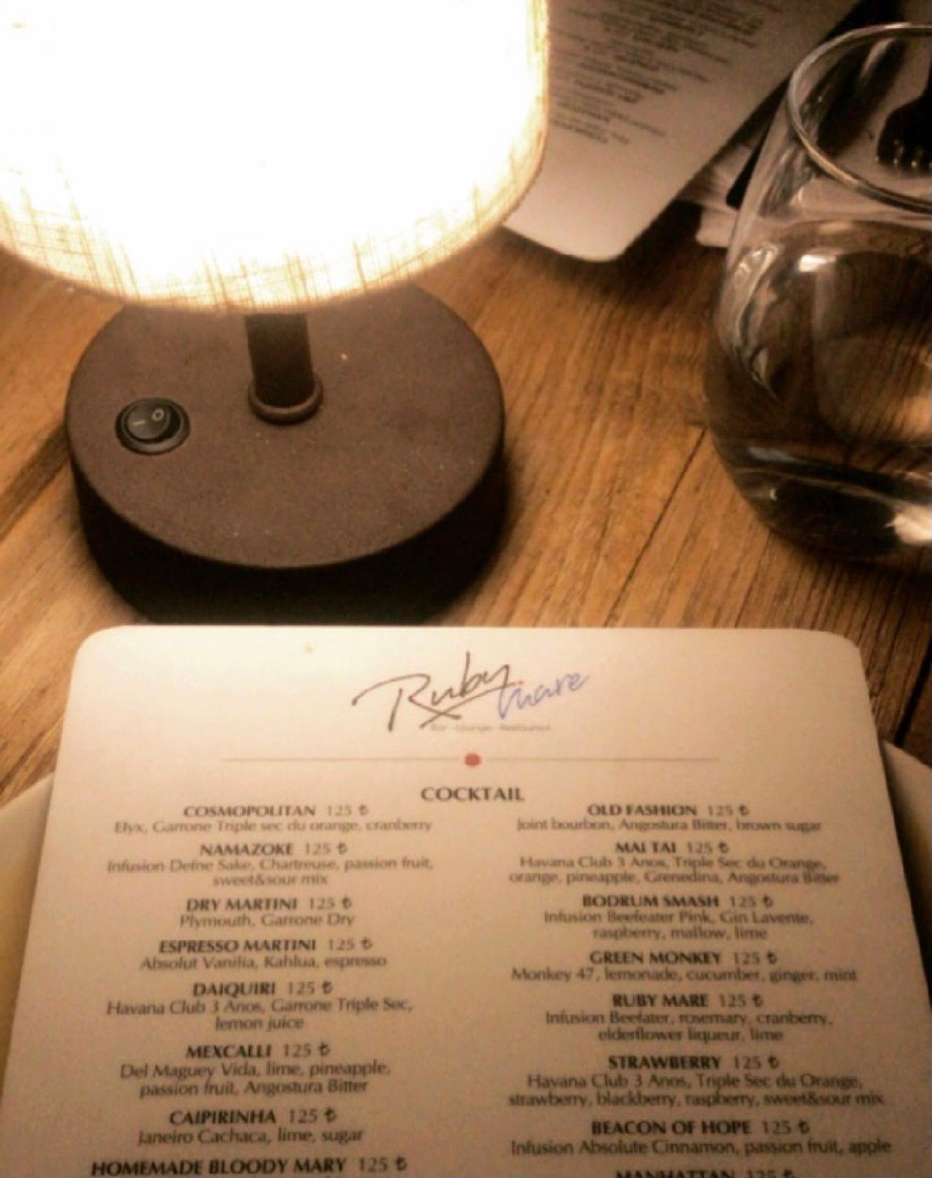 Menu at Ruby Mare, Yalıkavak Belediyesi, Dimril Mah
