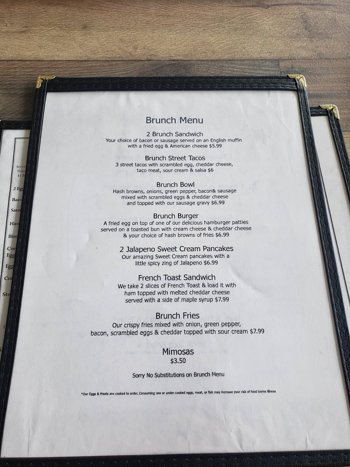 Menu at Uncle Rusty's Diner restaurant, Spokane