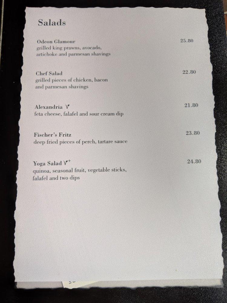 Menu at Café Bar ODEON, Zürich