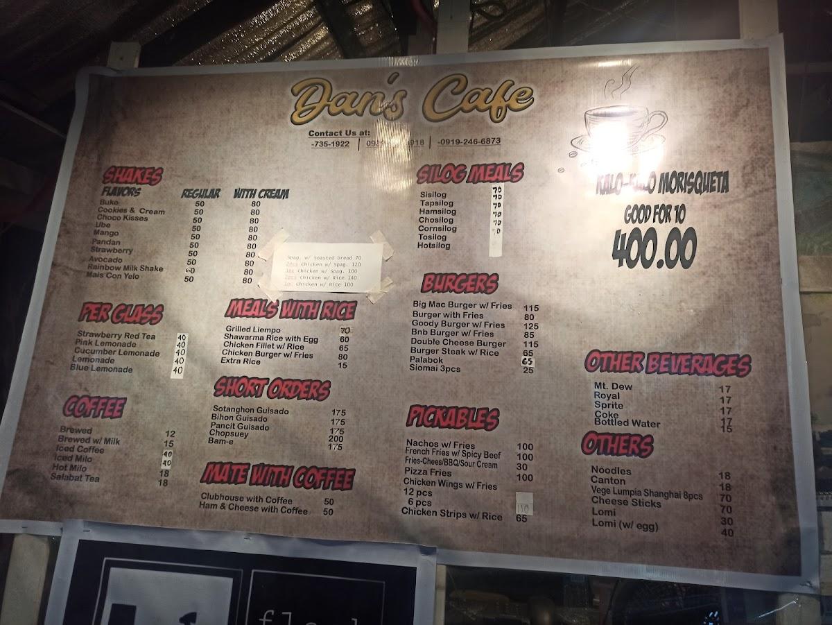 Menu at Dan's Cafe, La Carlota City