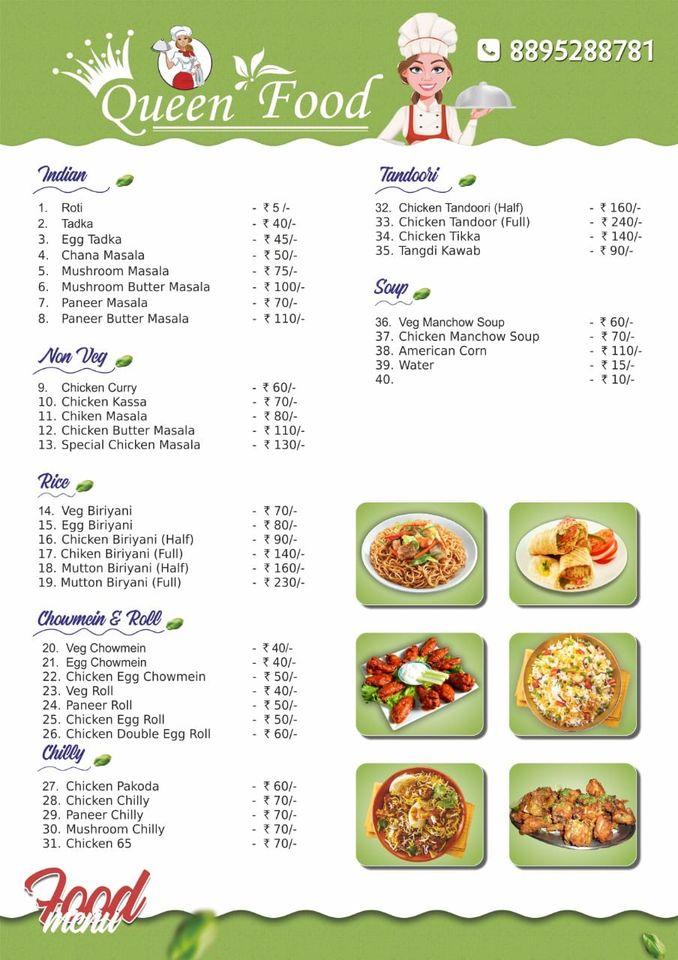 Menu at Queen Foods, Barbil