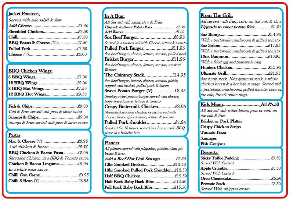 Menu at The Three Chimneys restaurant, Weymouth