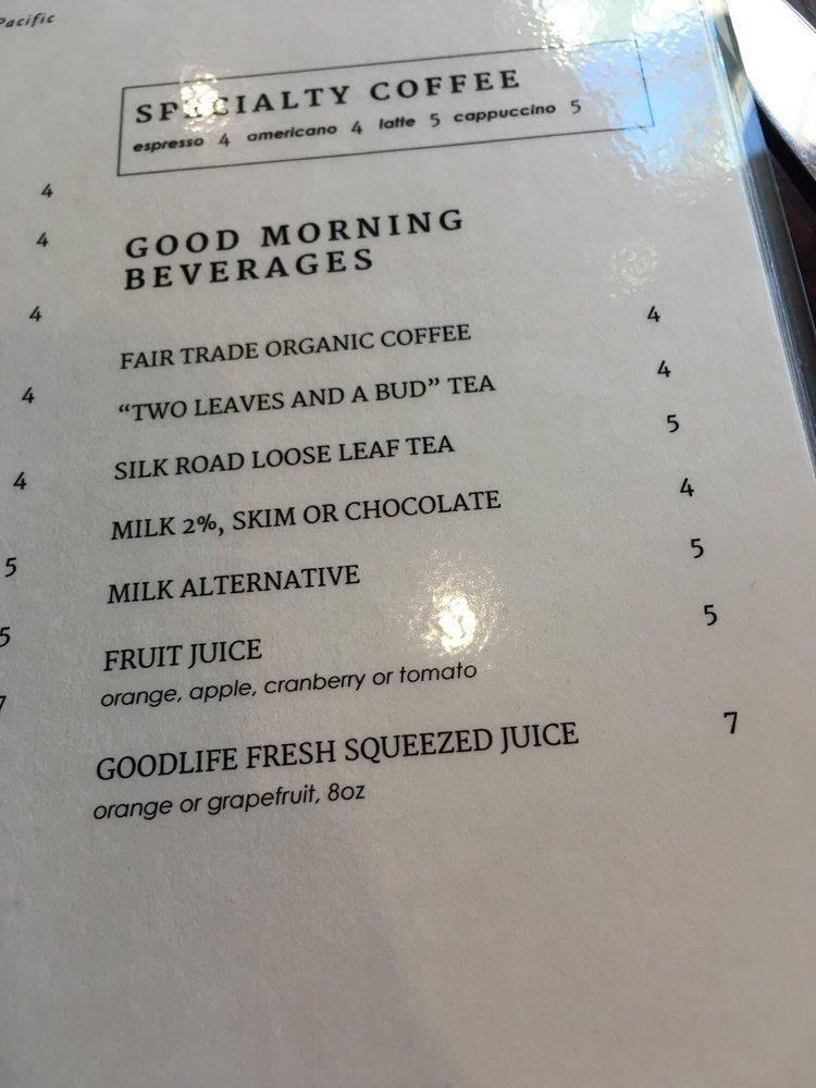Menu at Hotel Grand Pacific restaurant, Victoria