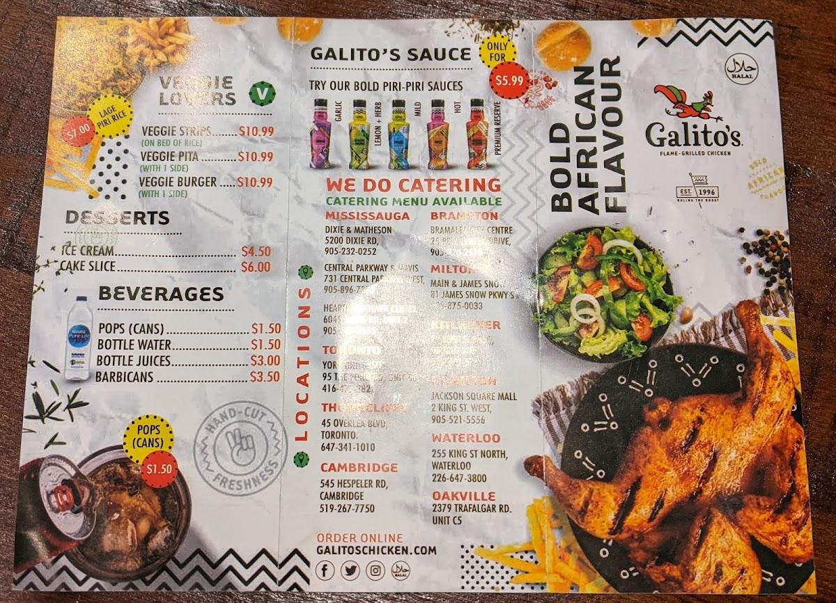 Menu at Galito's Oakville ( Piri Piri Chicken ) restaurant, Oakville