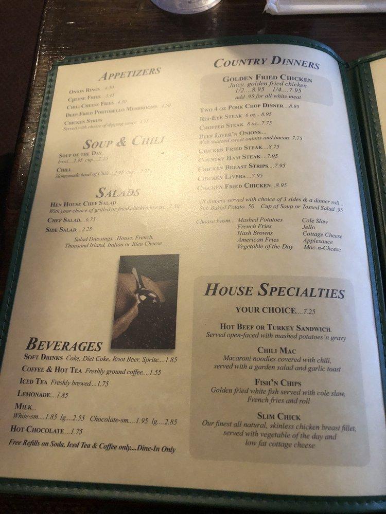 Menu at Hen House Restaurant, Pontoon Beach