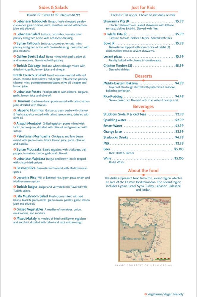 Menu at Levant Cafe & Grill, Cedar Park